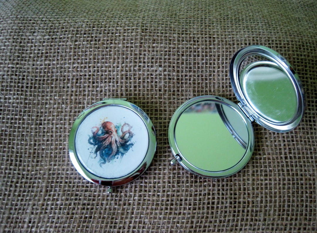 Watercolor Octopus Themed Compact Mirror (choose Your Image) - Etsy