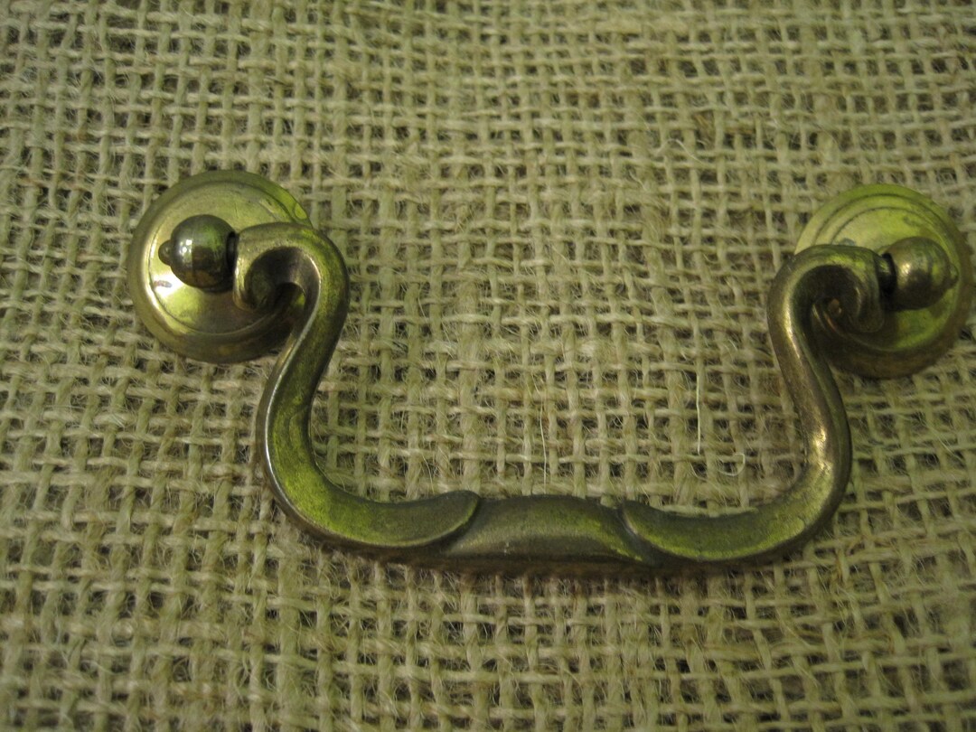 Swan Neck Style Brass Pull With Stamped Backplates - 3 1/2" Centers ...