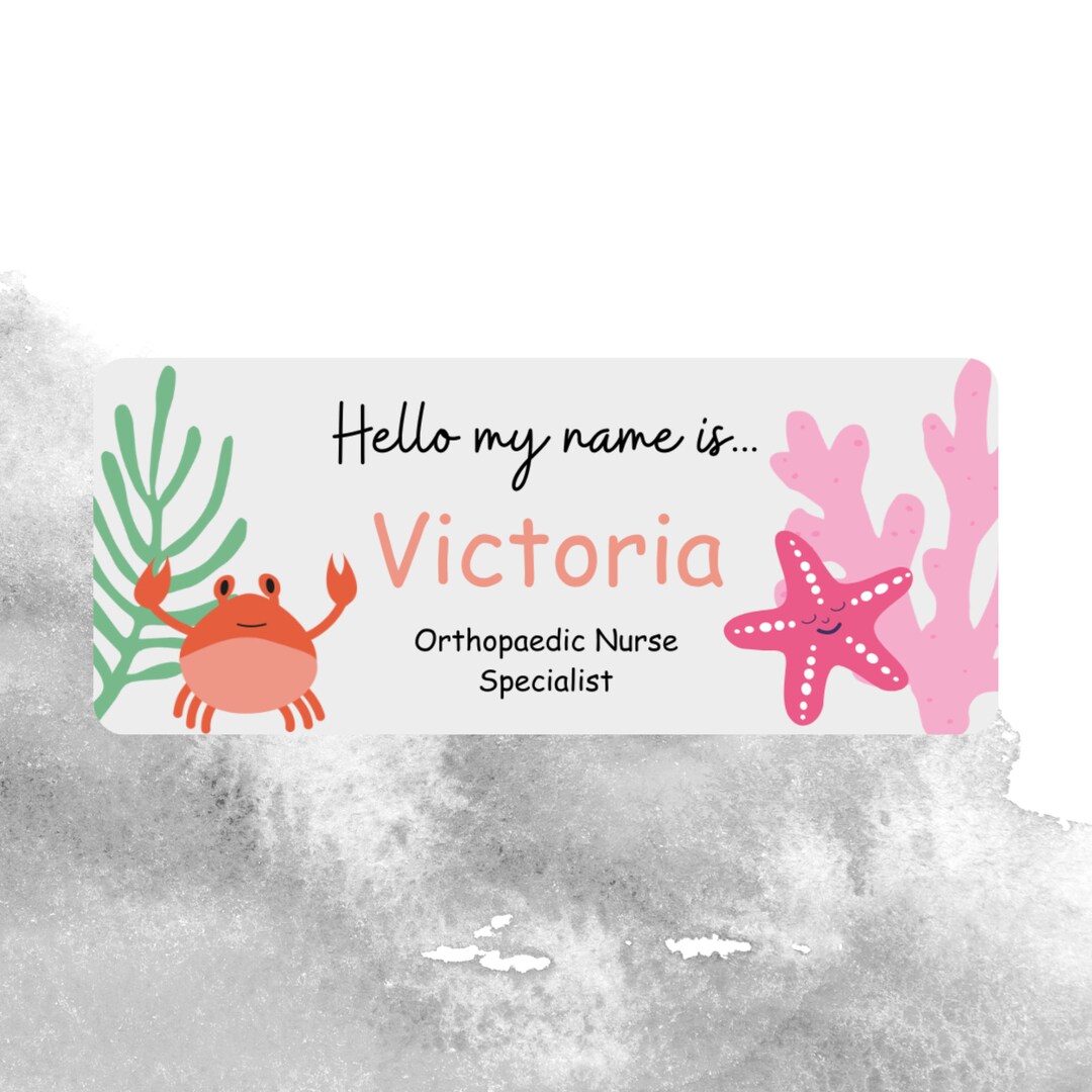 Hello My Name Is... Sea Life Name Badge, Personalised Name Badge - Etsy