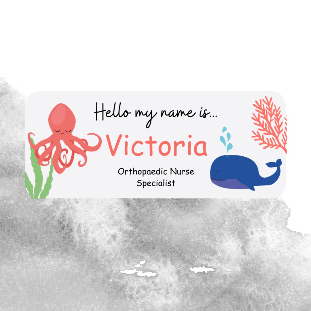 Hello My Name Is... Sea Life Name Badge Personalised Name - Etsy