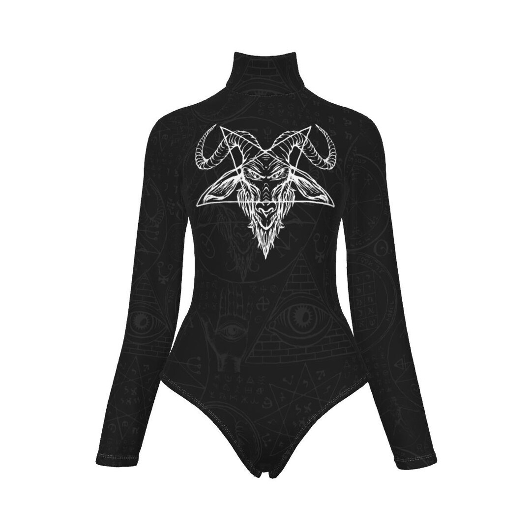 Baphomet / Goth Girl Long Sleeve Bodysuit Kovenkhao.com - Etsy