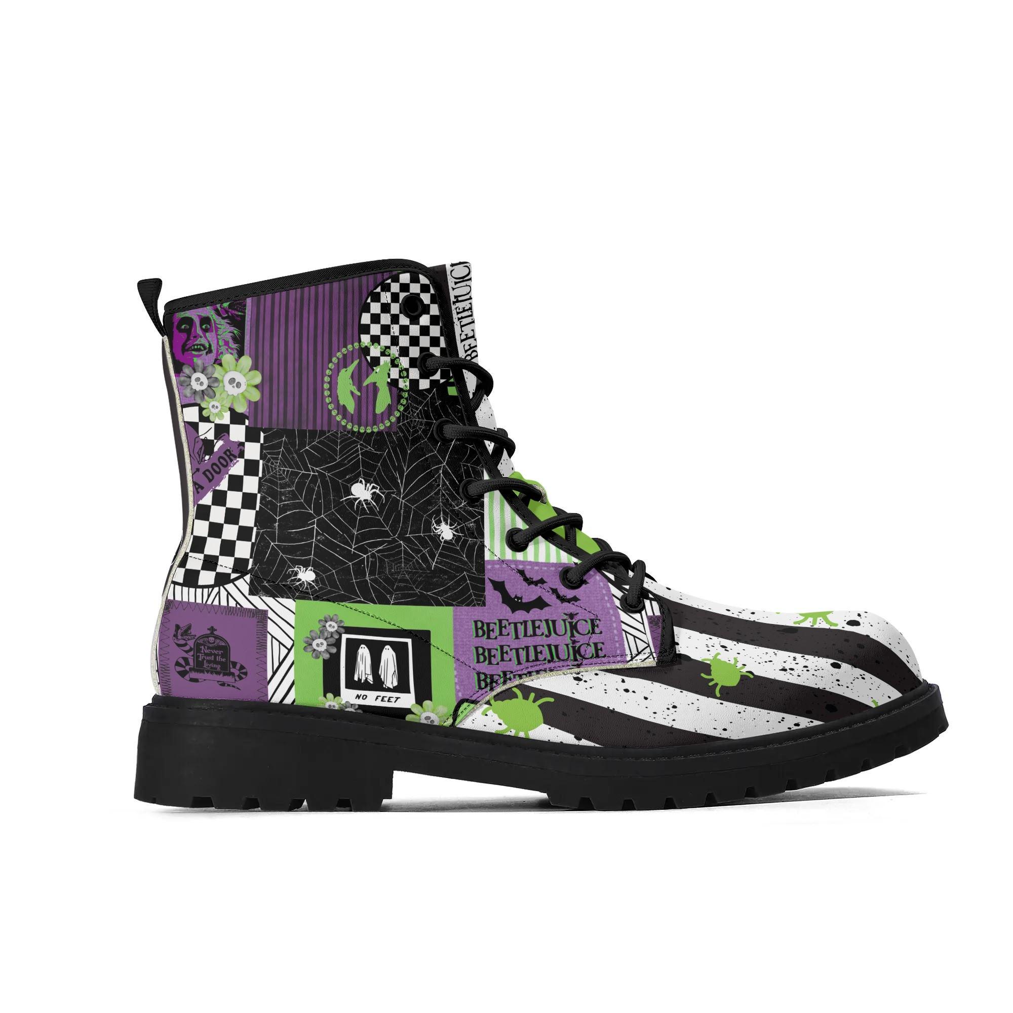 Beetlejuice, Beetlejuice, Beetlejuice white Women's Leather Boots ...