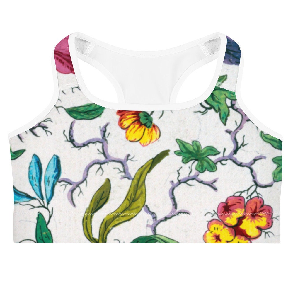 Sports bra Drawing Floral Design - Aesthetic Inspired Fashion Vintage ...