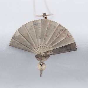 Rare Antique Silver Pendant - Hand Fan That Shuts and Opens. RARE ITEM ...