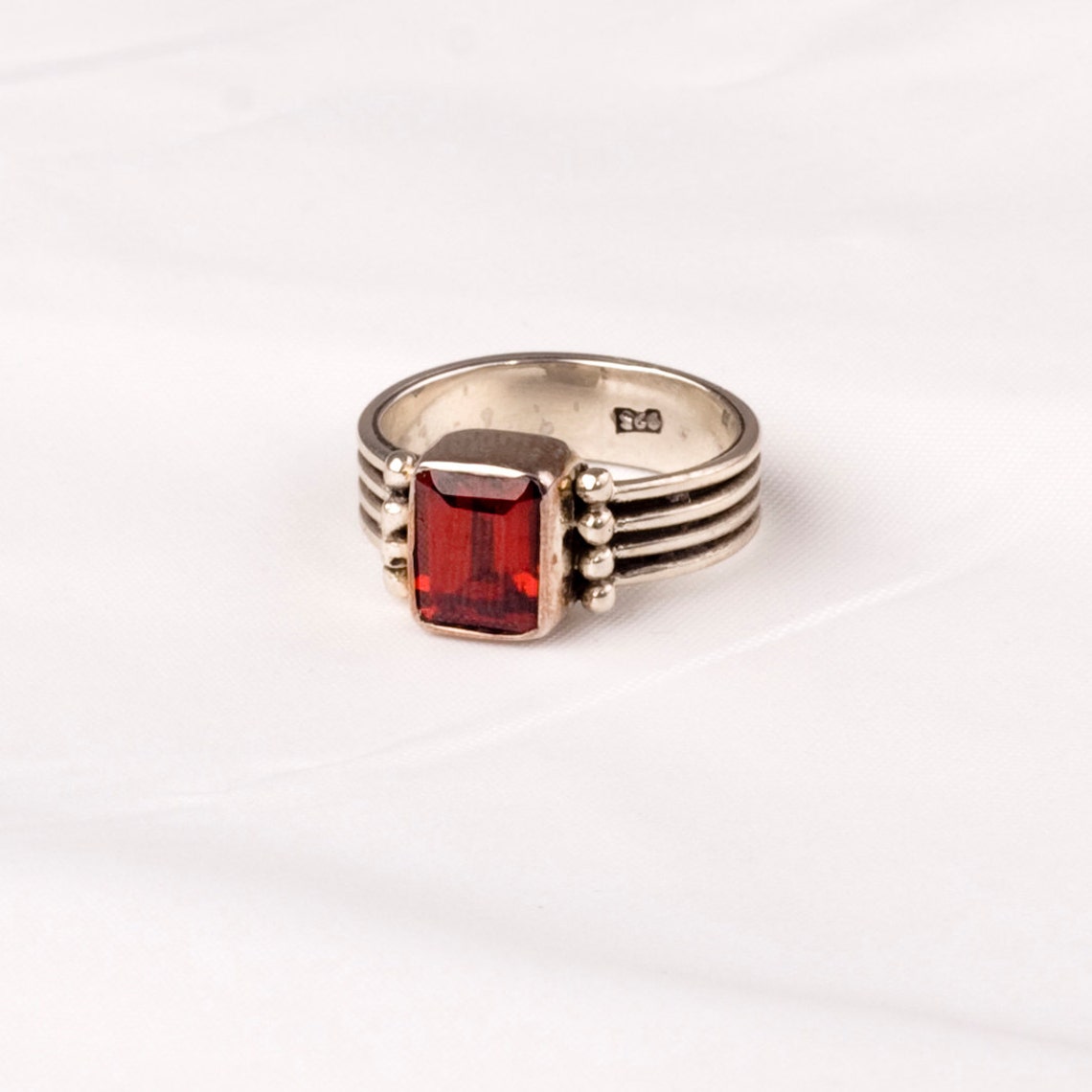 Art Deco Vintage Silver Ring With a Fine Garnet Gem. Unique - Etsy New ...