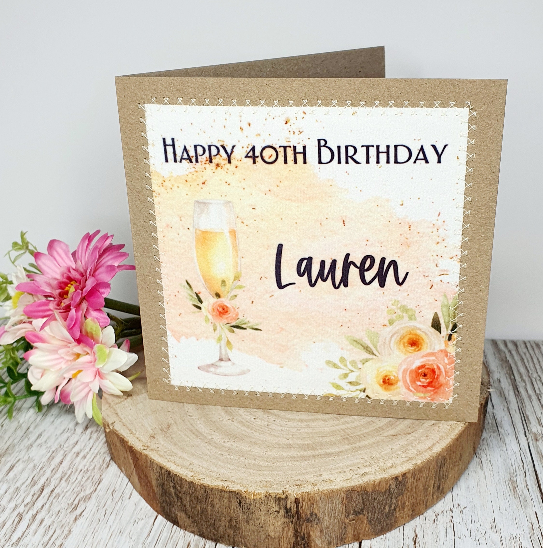 Happy 40th Birthday Card 40th Birthday Card Handmade Cards | Etsy UK