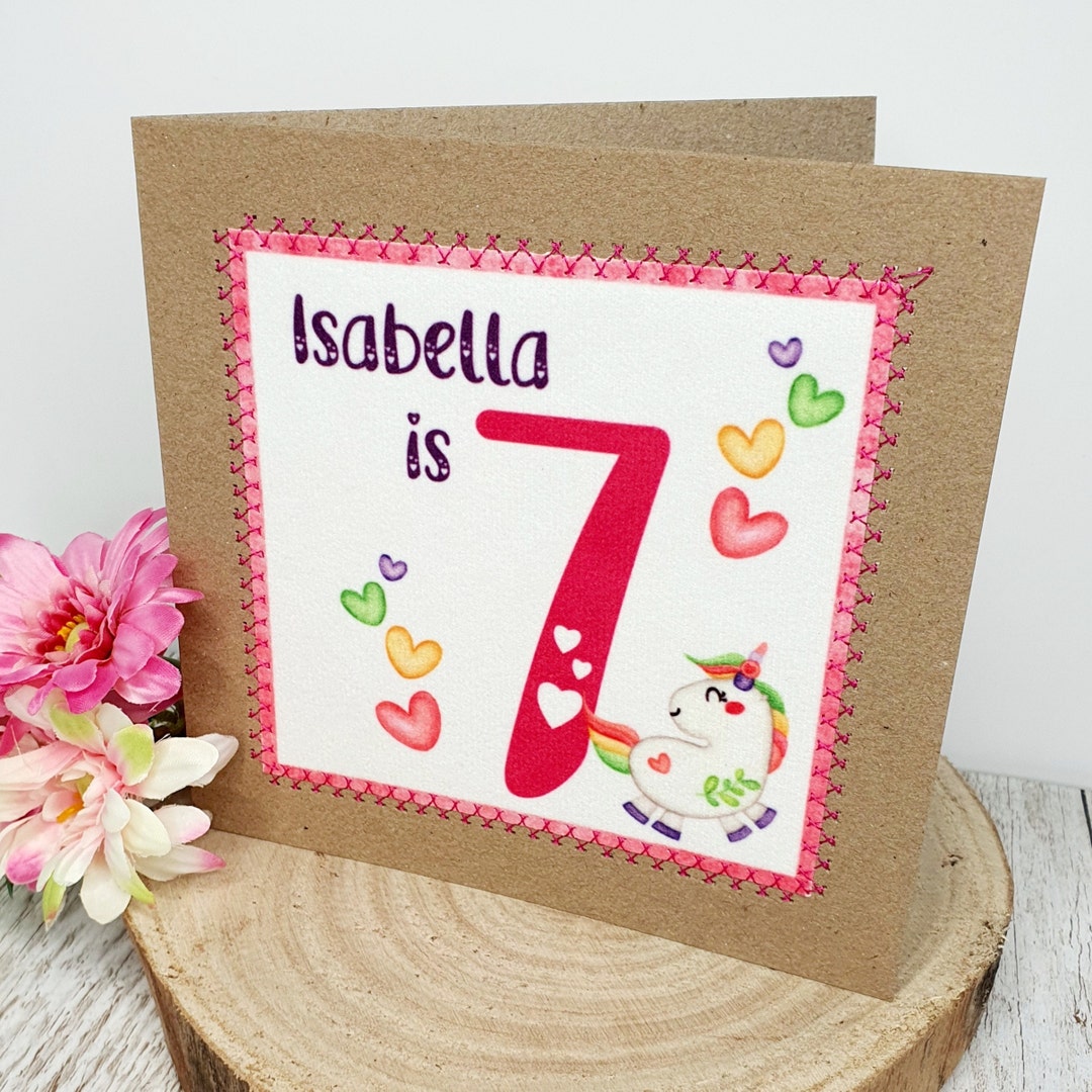 Personalised 7th Birthday Card | 7th Birthday | Unicorn | Childrens ...