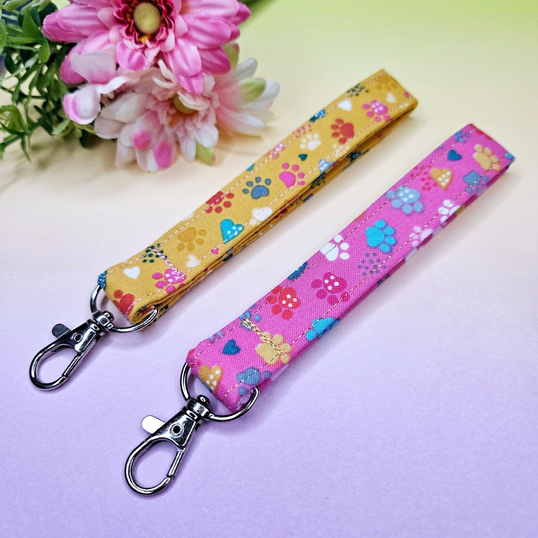 Paw Prints Fabric Wristlet, Key Holder, Wrist Lanyard, Keep Keys Safe ...