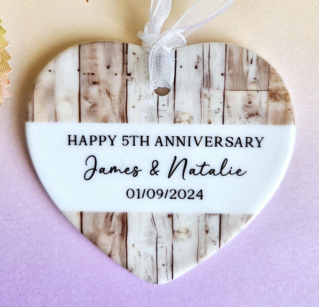 5th Wedding Anniversary Gift, Personalised, Ceramic Keepsake, 5 Years ...