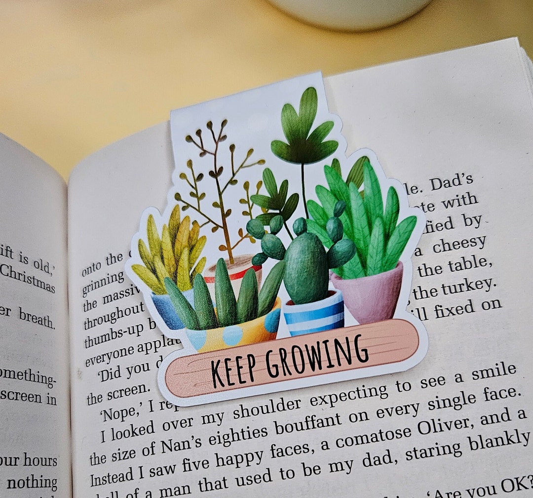 Keep Growing, Magnetic Bookmark, Cactus, Plants, Book Lover, Gift for ...