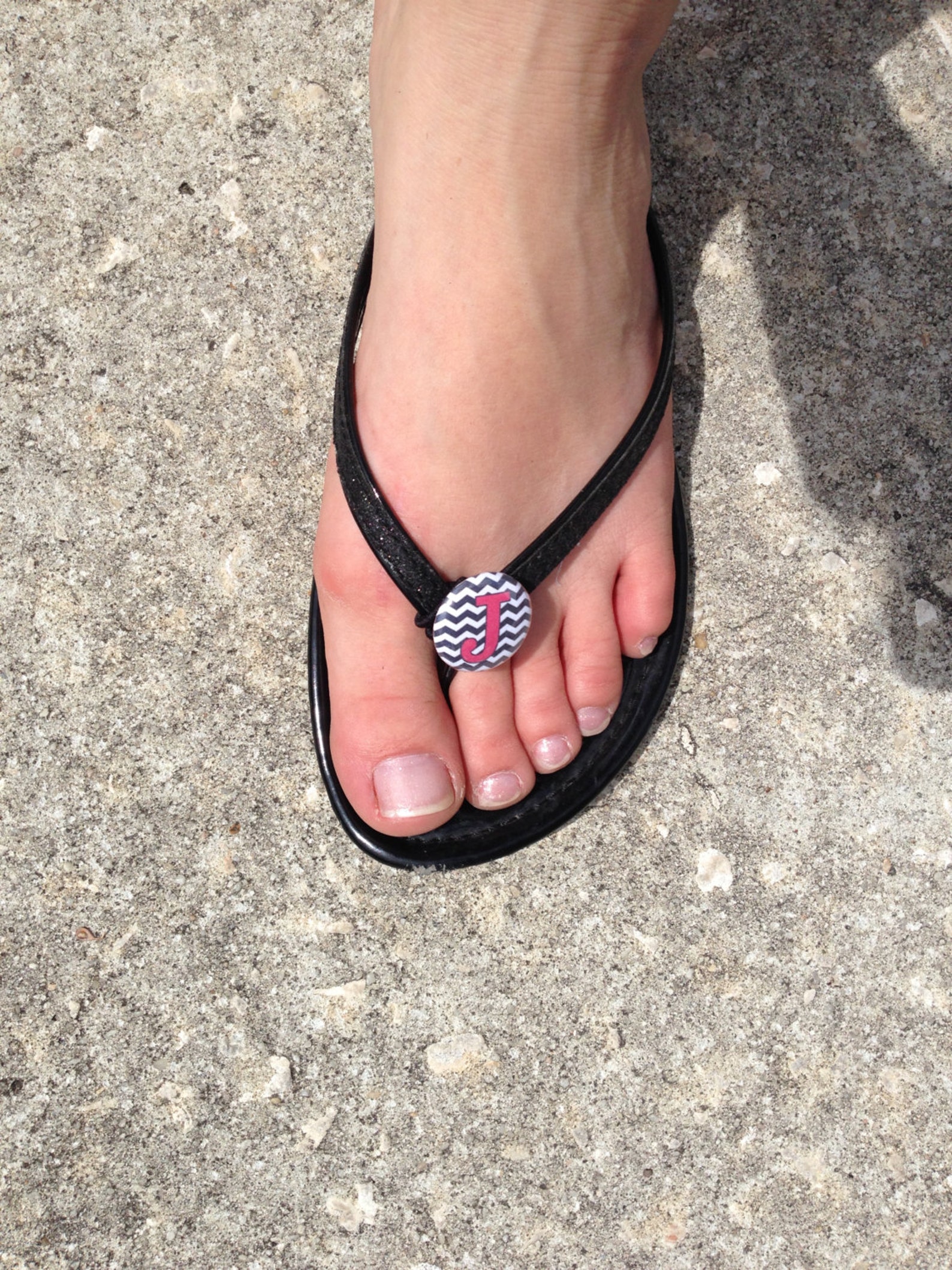 Chevron Single Initial Monogrammed Flip Flop Flair Buttons | Etsy