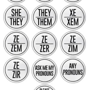 LGBTQ+ Pronouns Button, Badge, Pin - 1" or 2.25" Fabric Safe Magnet ...