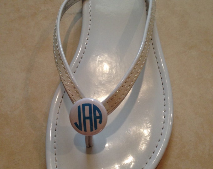 Zebra Print Single Initial Monogram Flip Flop Buttons. Custom | Etsy