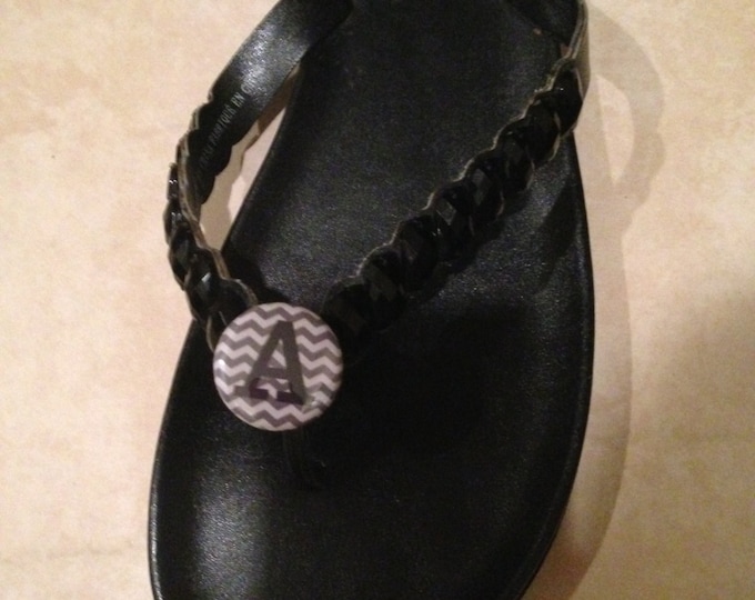 Zebra Print Single Initial Monogram Flip Flop Buttons. Custom | Etsy