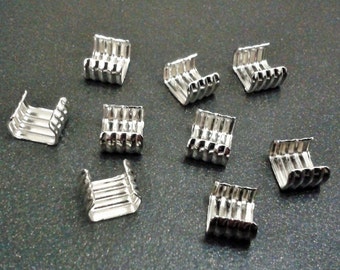 Finding 10 pcs Silver Metal Without Loop Fold Over Crimp