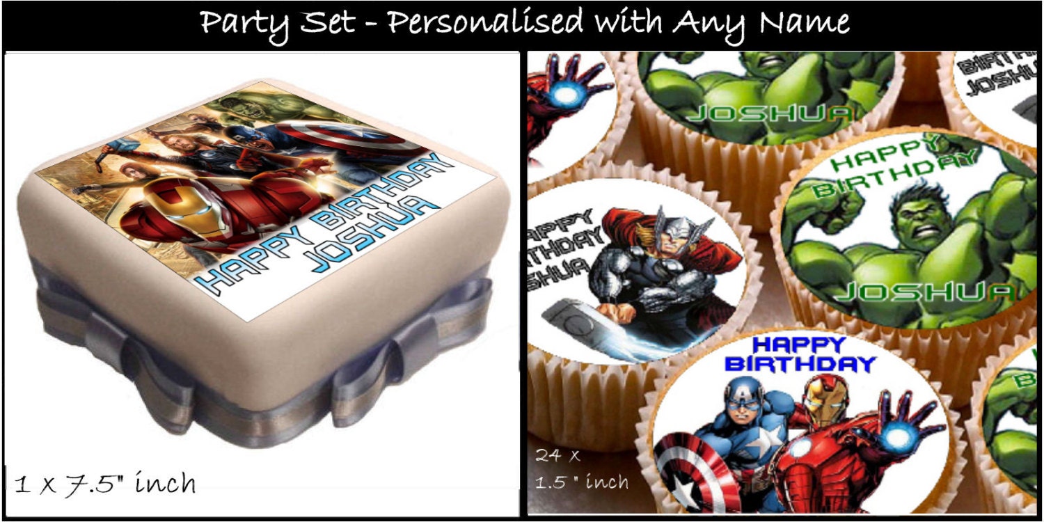 Personalised Marvel Avengers Party Set Real Decor Icing Cake | Etsy