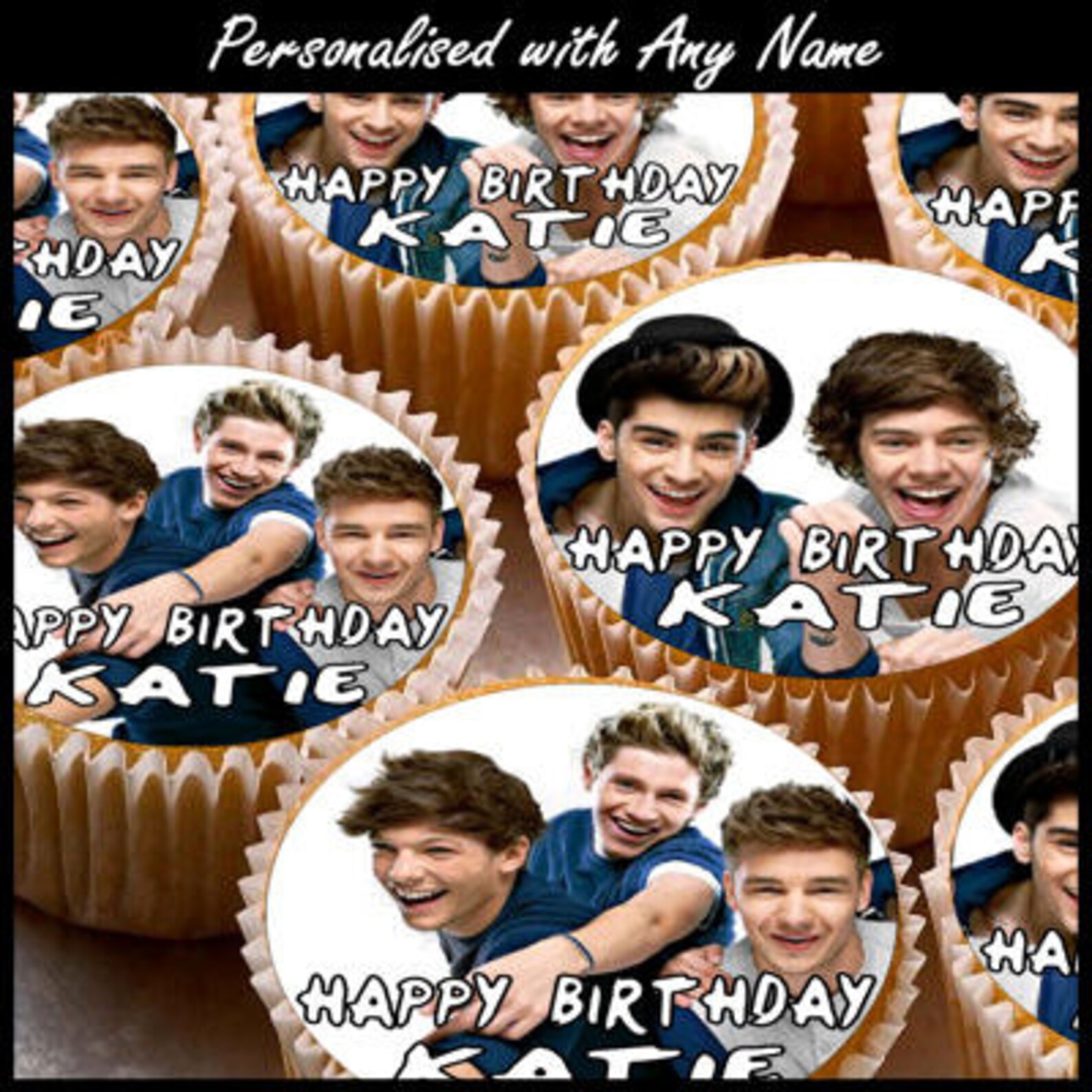 24 X Personalised 1d Cup Cake Toppers With Any Name Happy - Etsy