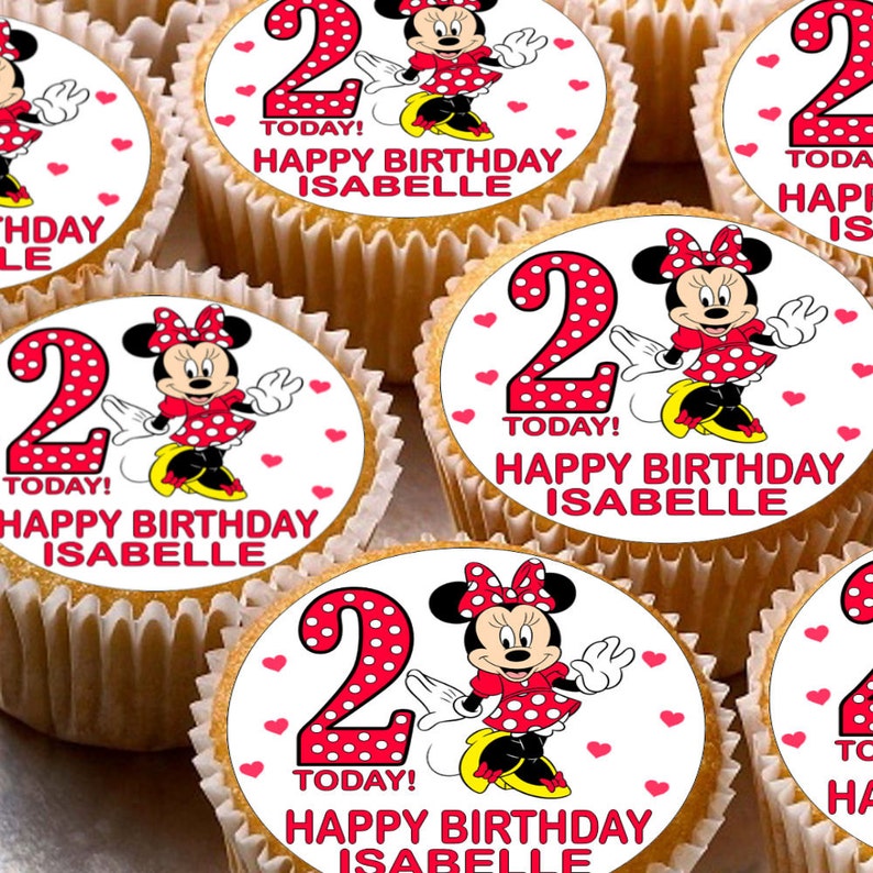 24 X Personalised Minnie Mouse Cup Cake Toppers With Any Name - Etsy