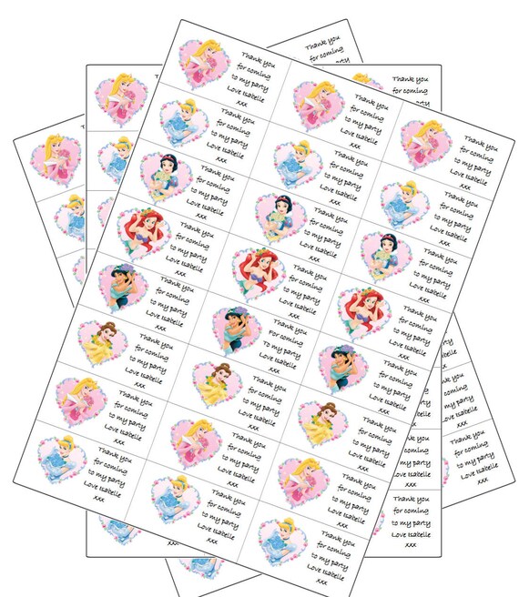 24 X Disney Princess Labels Personalised With Any Name for | Etsy UK