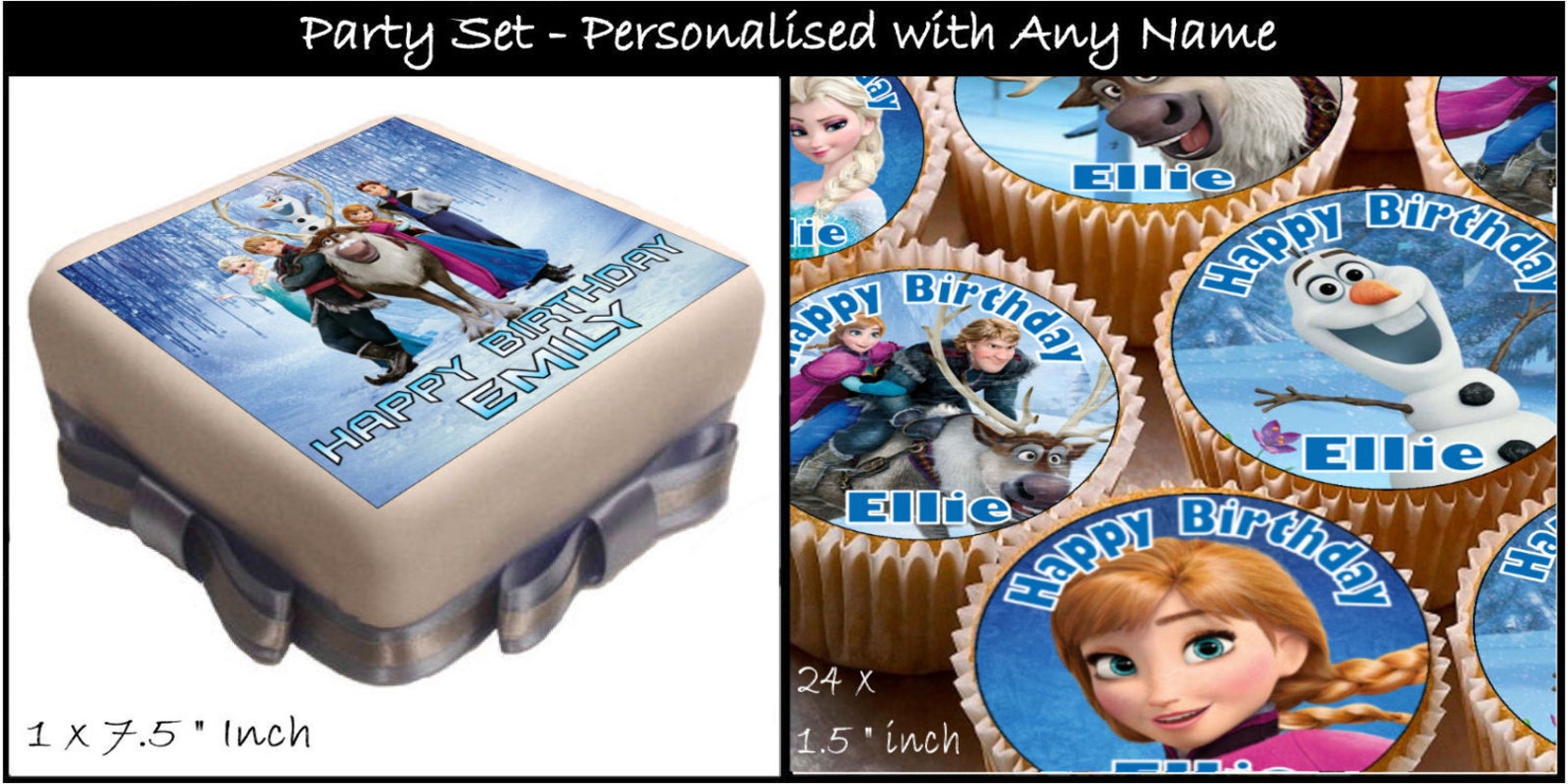 Personalised Frozen Party Set Real Decor Icing Cake Toppers With Any ...