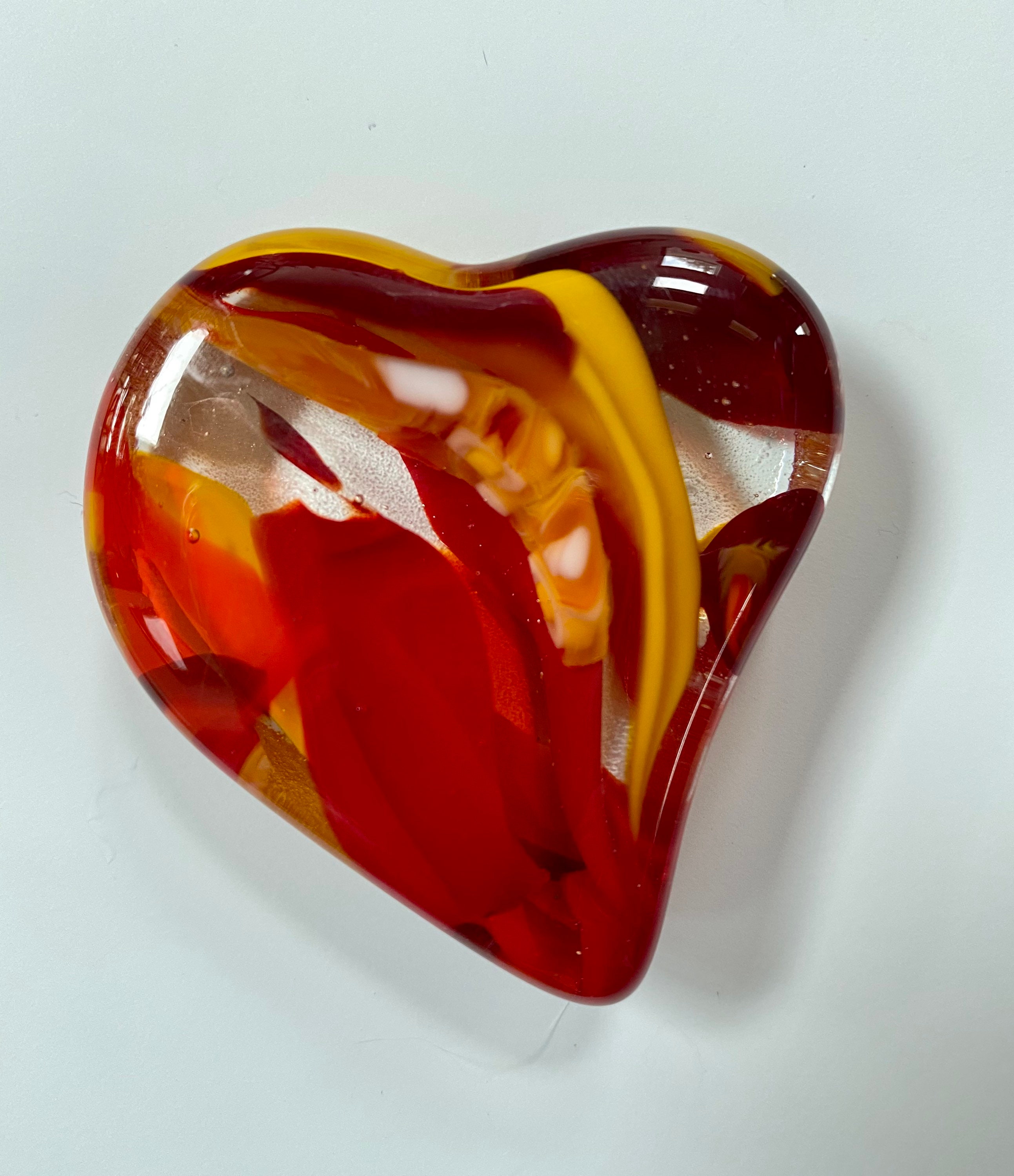 Cast Glass Heart Glass Heart Handmade Glass Paperweight | Etsy