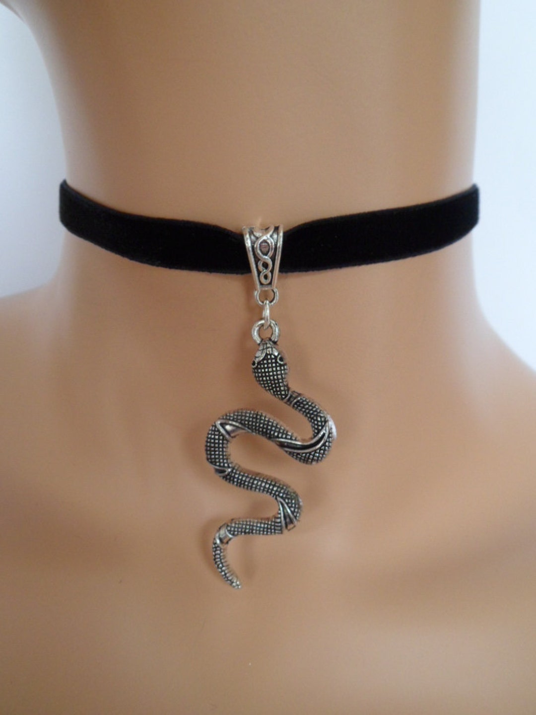 Snake Choker, Black Velvet STRETCH - Etsy UK