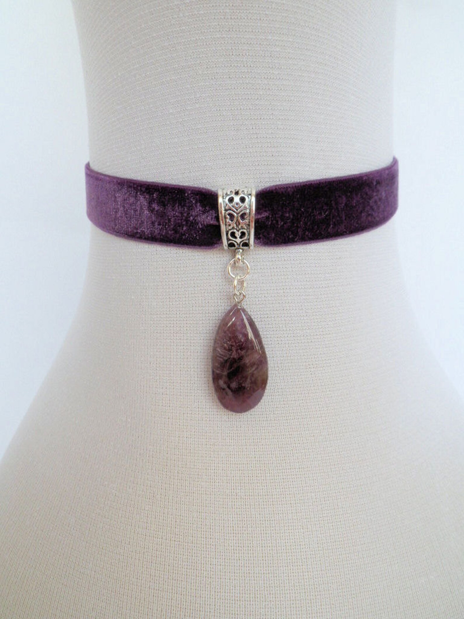 Elasticated Velvet Choker/necklace in Purple/plum/with | Etsy