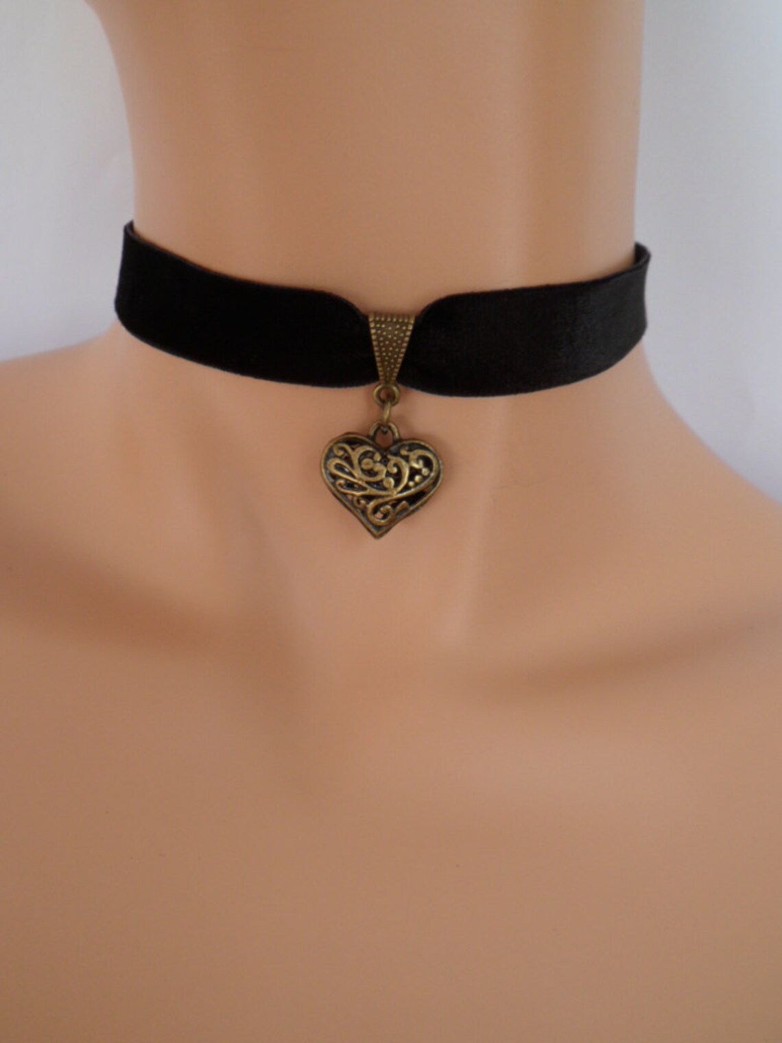 Black Velvet Choker Heart Choker Elasticated Ribbon Etsy