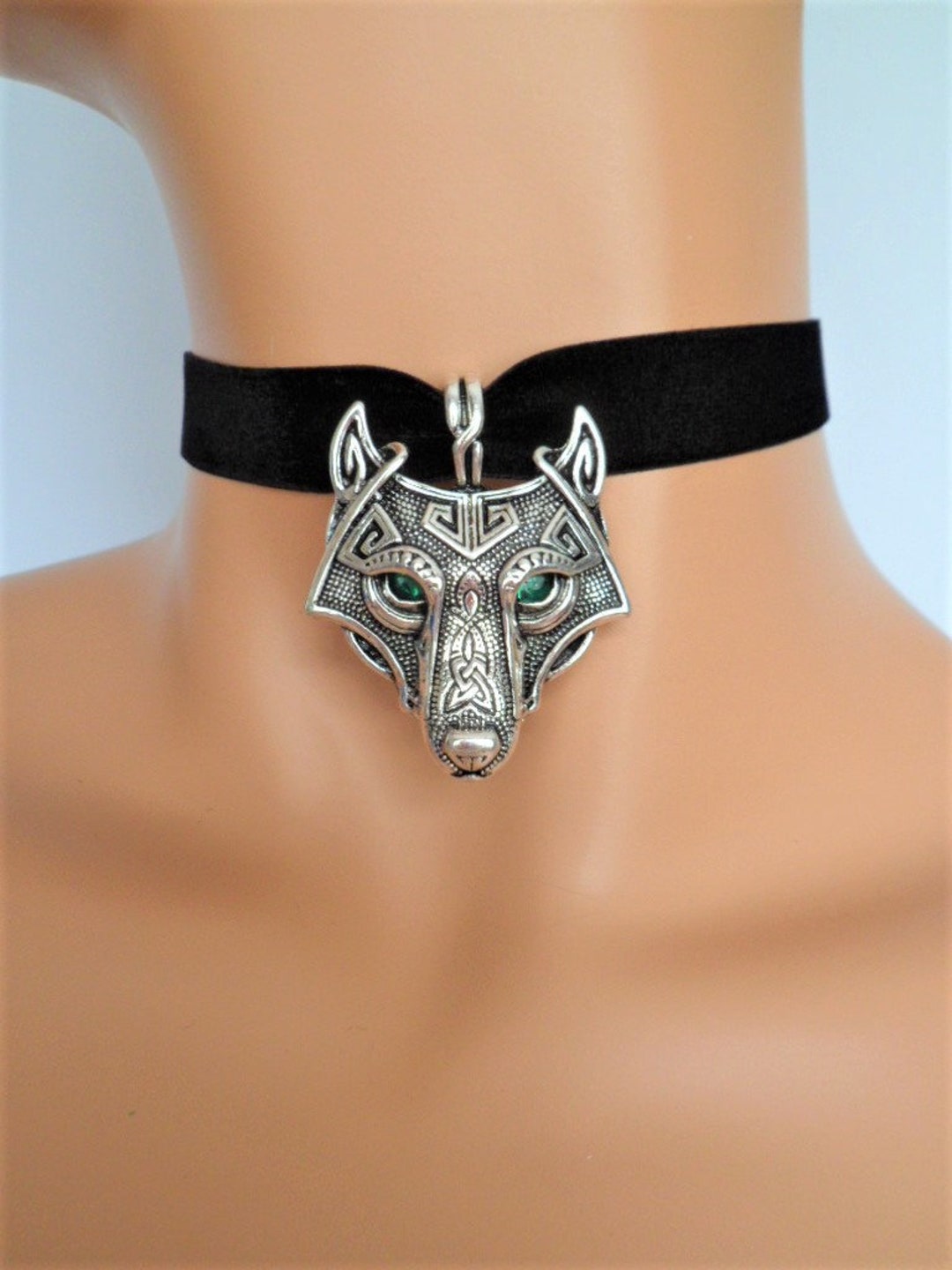 Wolf Choker Black Velvet Choker Wolf Necklace Stretch - Etsy UK