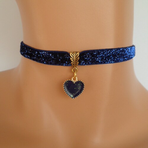 Dark Blue Beaded Necklace Cobalt Blue Choker Nautical Glass - Etsy