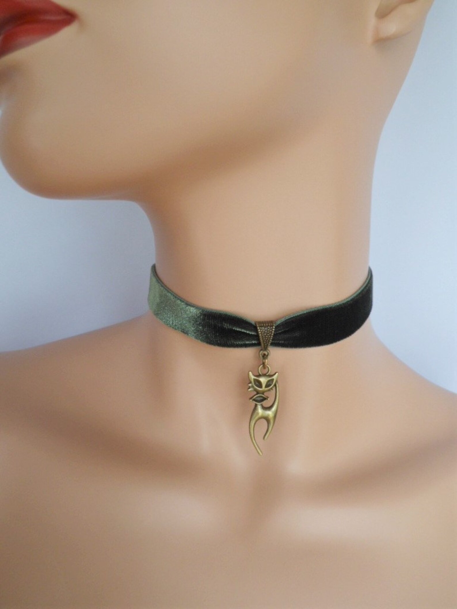 Cat Choker Green Velvet - Etsy
