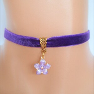 Purple Velvet Choker, Purple Flower Choker, Flower Necklace - Etsy