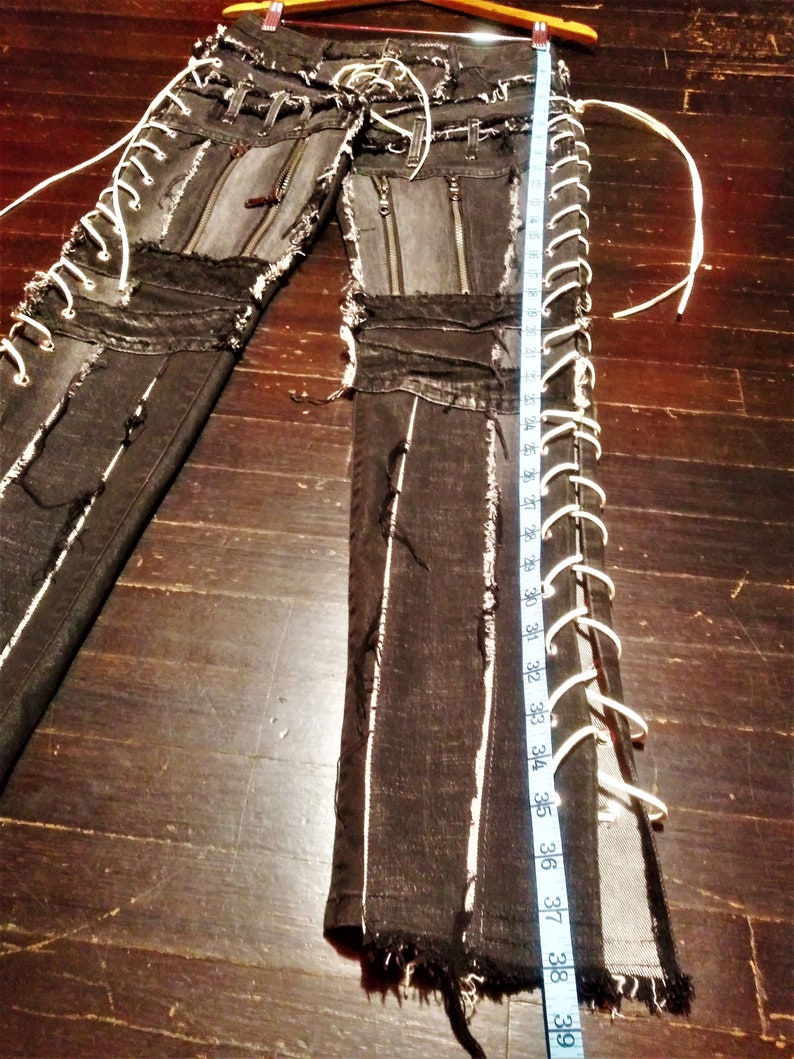 Denim on Denim Copper Style Side Open High Slit Lace Ups and Straight ...