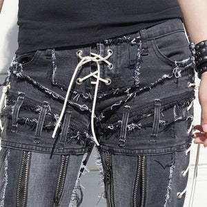 Denim on Denim Copper Style Side Open High Slit Lace Ups and Straight ...