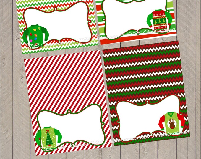 Ugly Sweater Christmas Food Label, Christmas Table Tents, Ugly Sweater ...