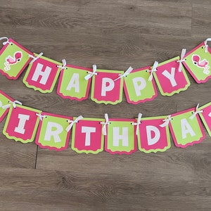 Pink Flamingo Birthday Banner, Flamingo Birthday Party Decoration, 3D ...