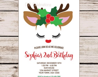 Reindeer invitation | Etsy