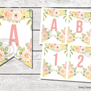 Floral Banner Alphabet, Flower Birthday Decoration, Printable Banner ...