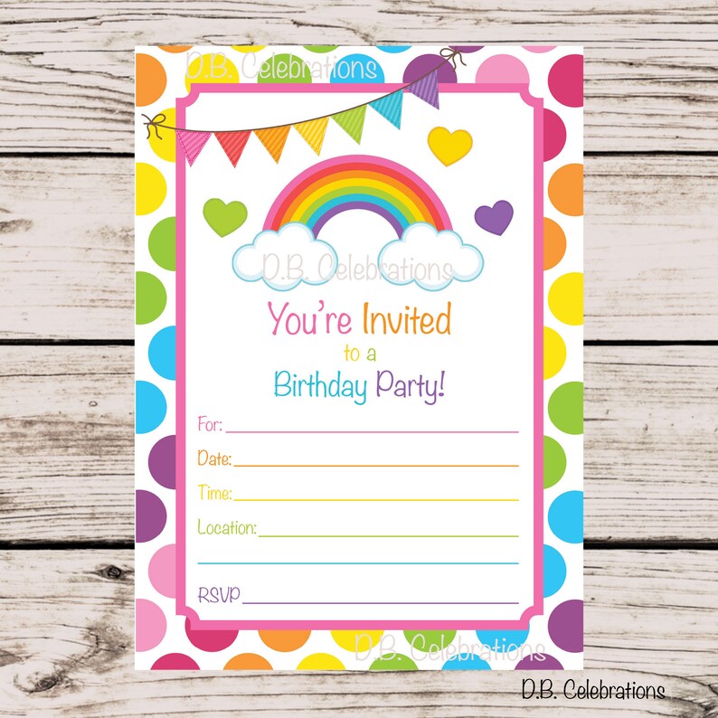 Rainbow Birthday Party Invitation Fill in the Blank - Etsy