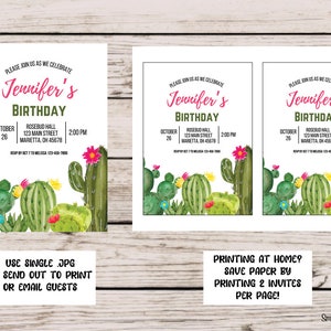 Cactus Birthday Invitation, Cactus Party, Fiesta Invitation, Editable ...
