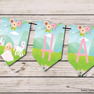 Princess Birthday Banner, Happy Birthday Banner INSTANT DOWNLOAD ...