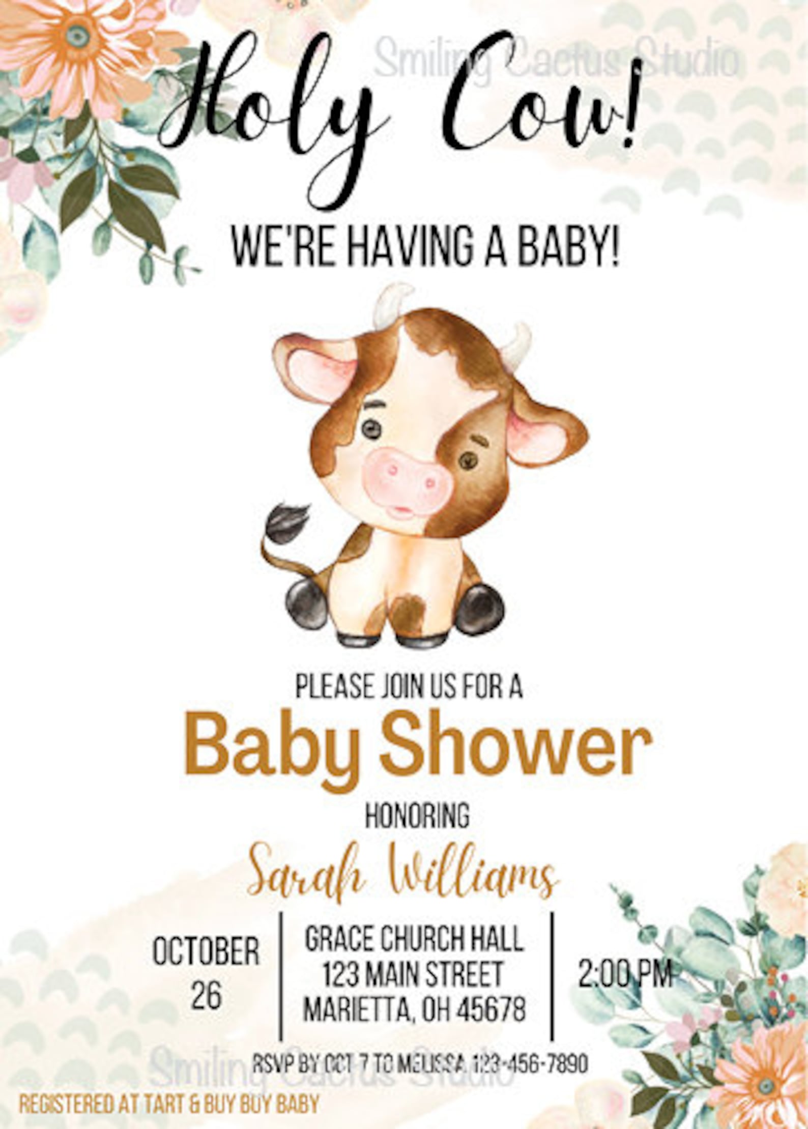 Cow Baby Shower Invitation Cow Invite Girl Baby Shower Farm - Etsy