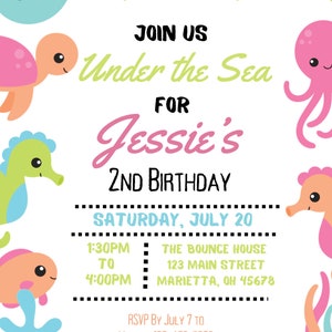 Under the Sea Editable Invitation, Summer Invitation, Kids Birthday ...