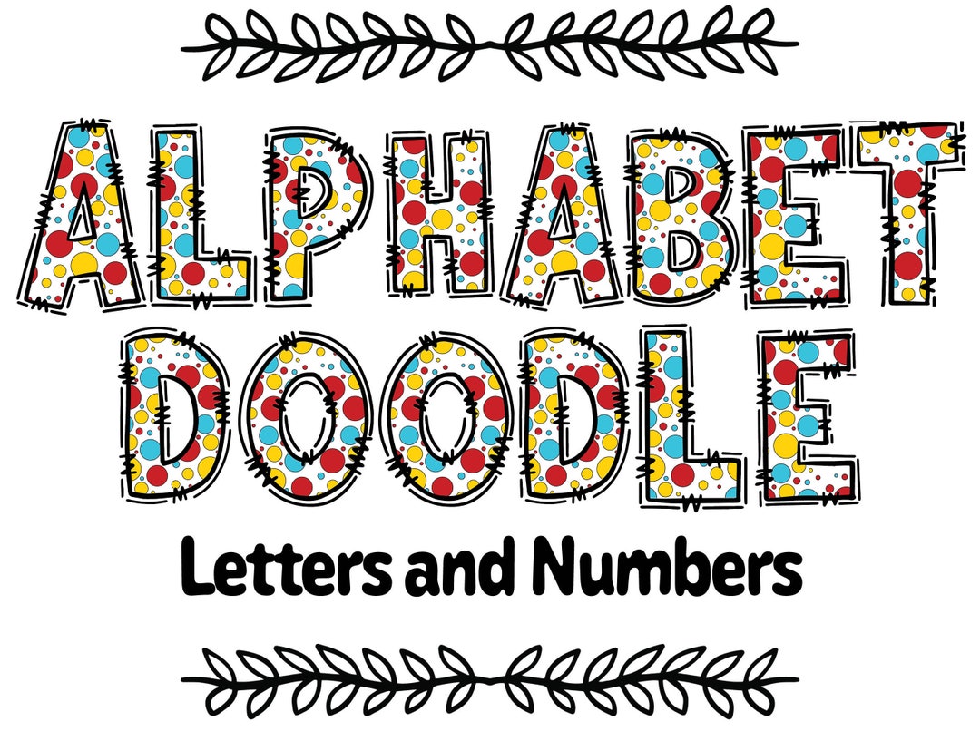 Polka Dot Alphabet Letter Set, Fun Doodle Letters, Primary Colors ...