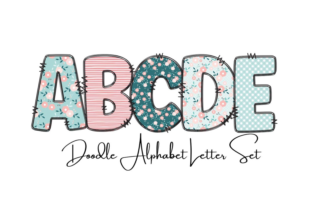 Cottagecore Doodle Letter Set, Boho Flower Clipart Alphabet, Cute ...