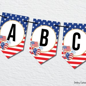 Stars and Stripes Banner Alphabet, America Banner Letters, 4th of July ...