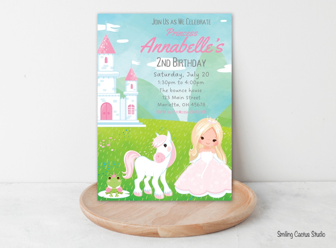 Editable Princess Birthday Invitation Printable Princess Party Invite ...