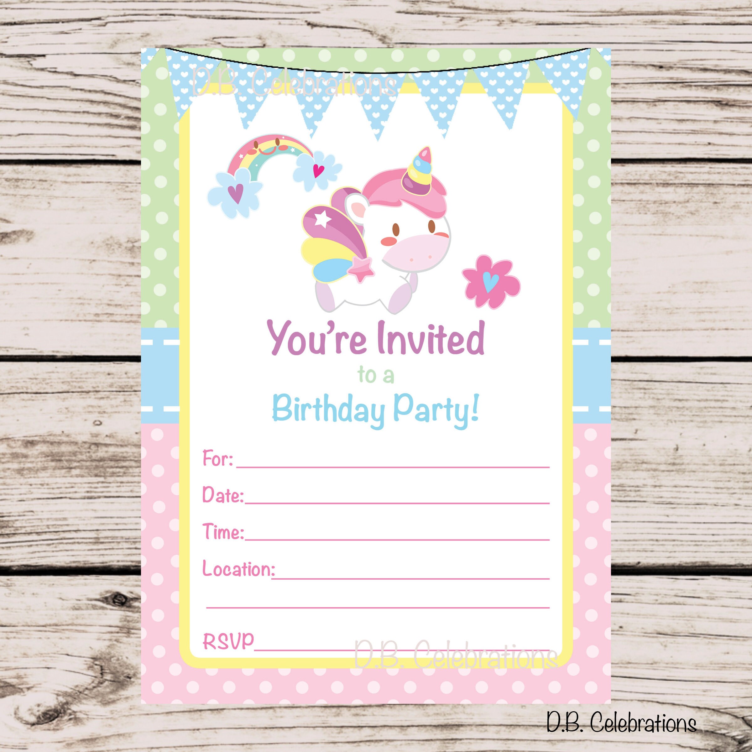 Unicorn Invitations Blank Whsmith Invitation Pad & Envelope Set