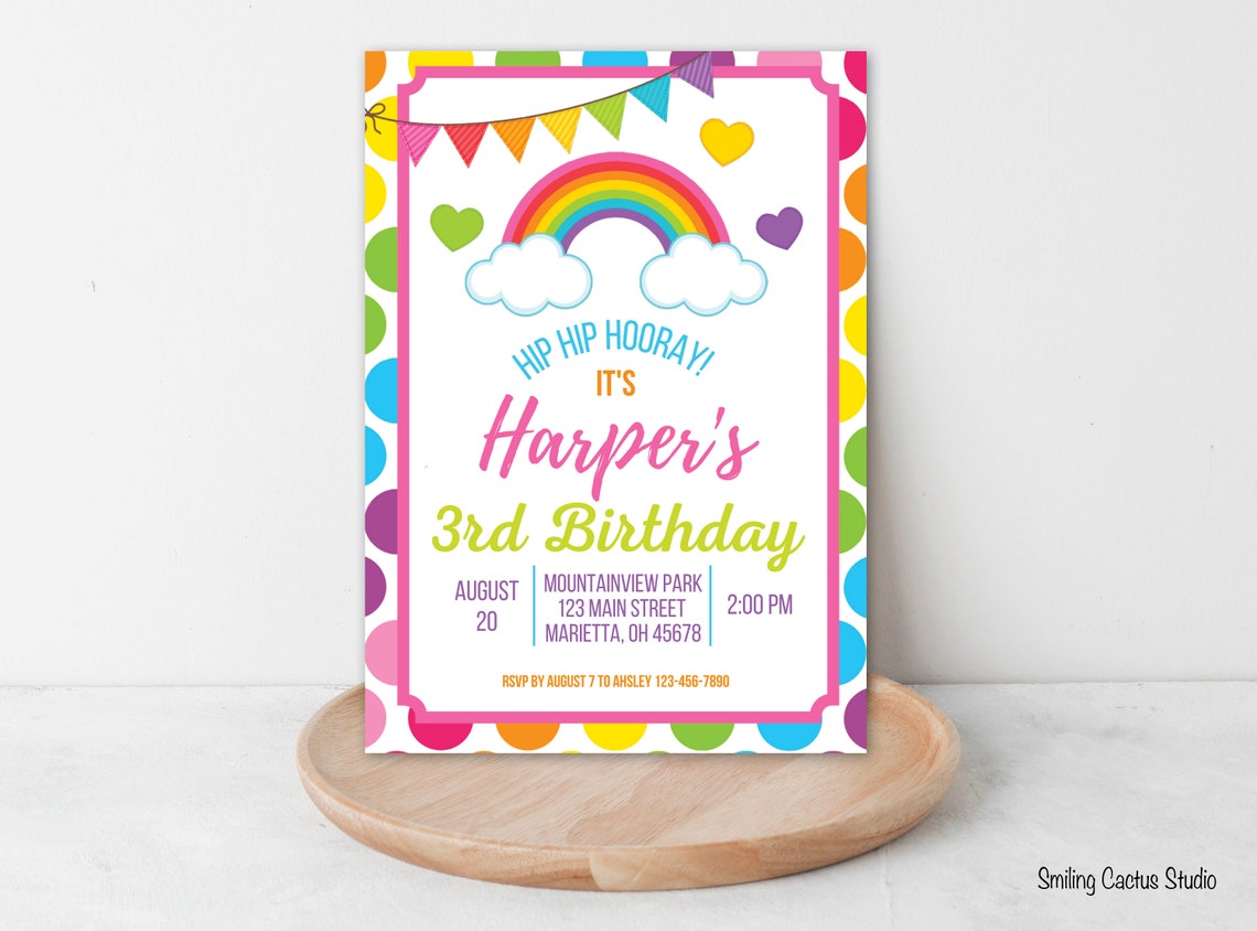 Rainbow Birthday Party Invitation Fill in the Blank - Etsy