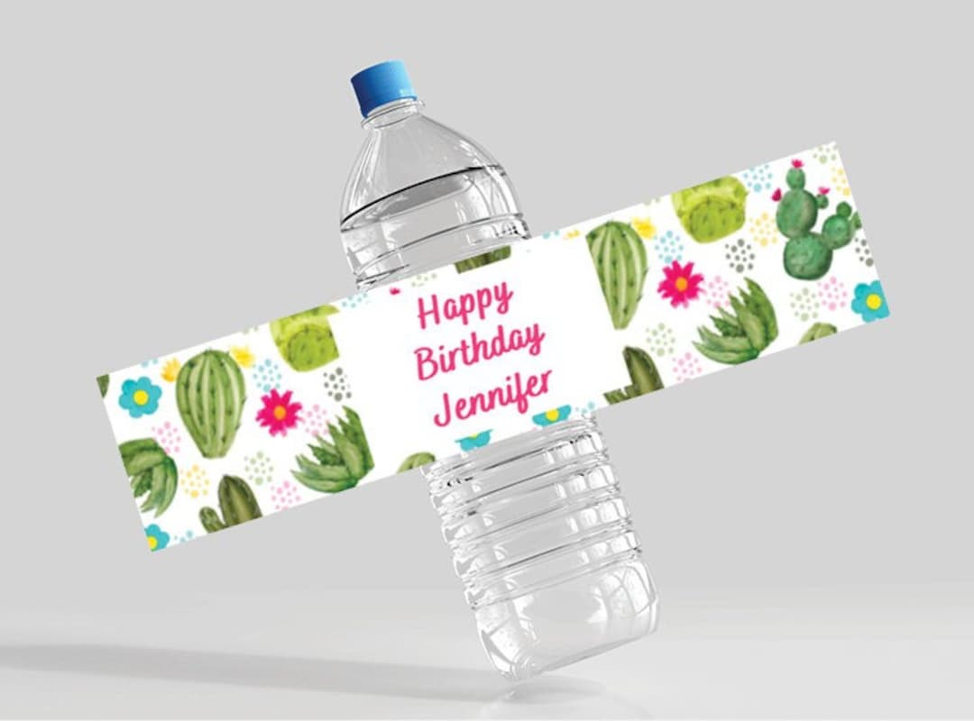 Editable Cactus Water Bottle Labels, Cactus Birthday Decor, Fiesta ...